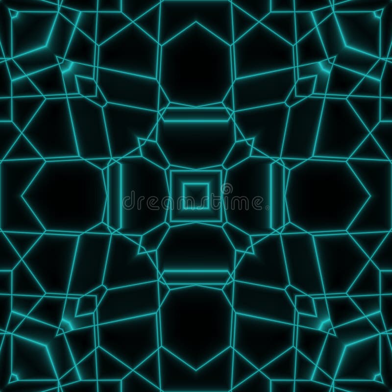 Abstract Neon Glow Geometric Tile Design Stock Illustration ...