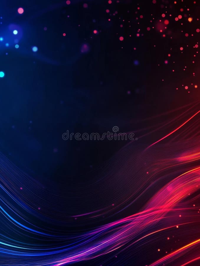 Abstract Neon Glow Lines and Dots Background Featuring Vibrant Red and ...