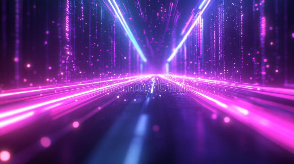 Abstract Neon Glow Path with Futuristic Lights Stock Illustration ...