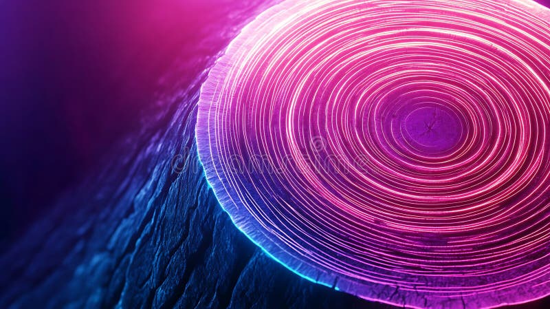Abstract Neon Glow on Tree Rings Stock Illustration - Illustration of ...