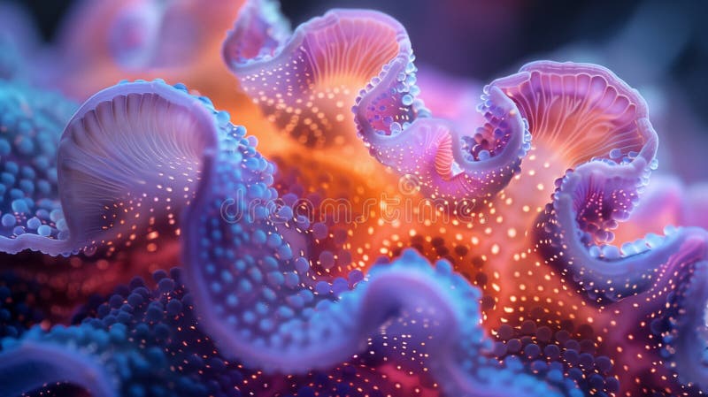 Abstract Neon-glowing, Jellyfish-like Coral Forms in a Deep-sea ...