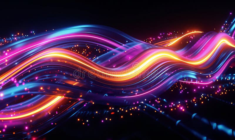 Abstract Neon Glowing Lines. Banner Artwork for Covers, Wallpapers and ...