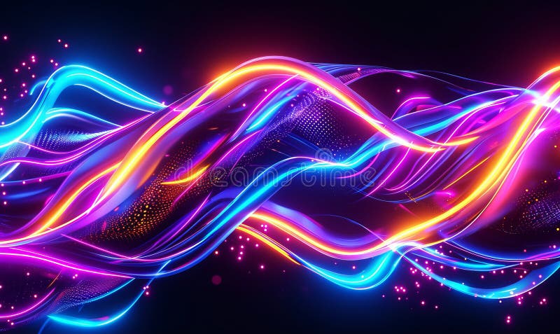 Abstract Neon Glowing Lines. Banner Artwork for Covers, Wallpapers and ...