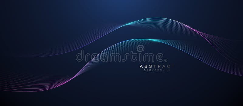 Abstract Neon Gradient Lines on Dark Background Stock Illustration ...