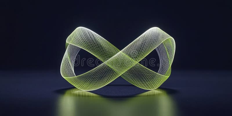 Abstract Neon Green Glowing Geometric Infinity Symbol on Dark ...
