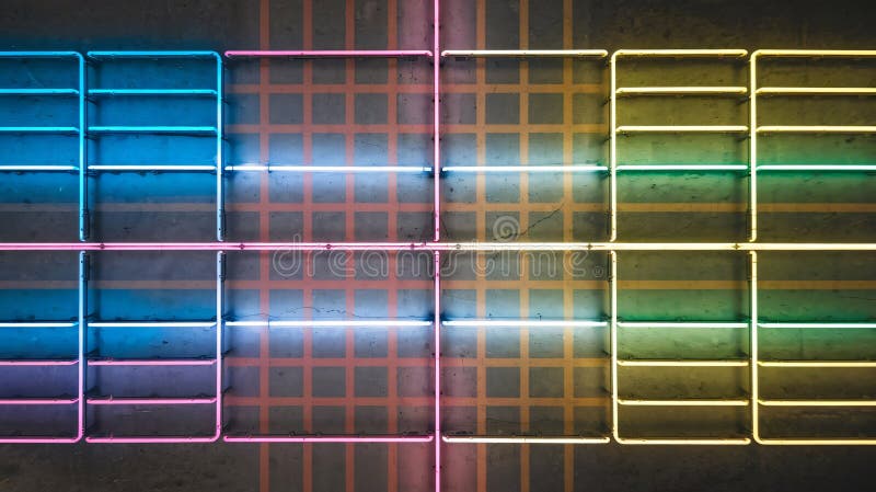 Abstract Neon Grid, Colorful Light Installation on High Quality Image ...