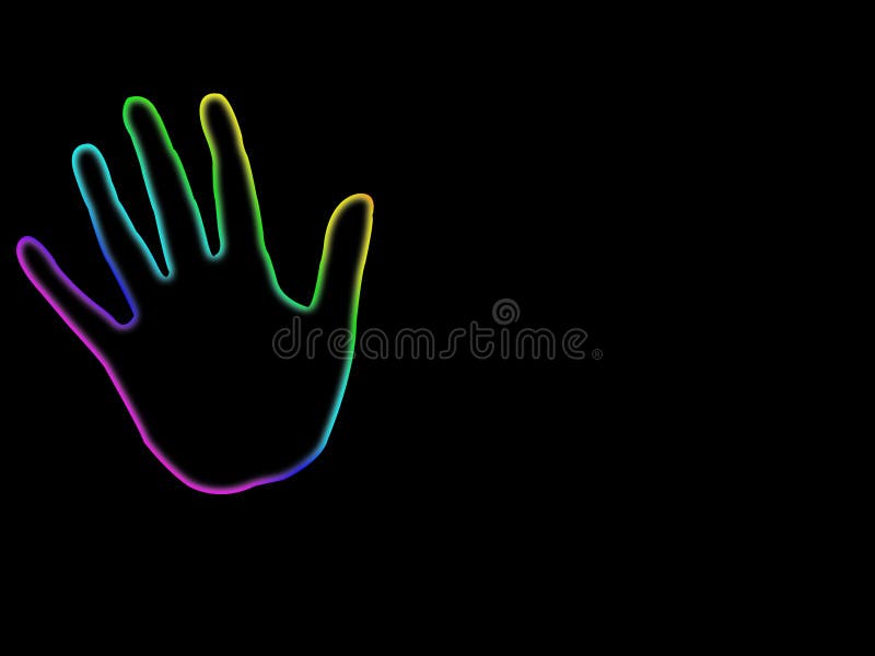 Abstract neon hand stock illustration. Illustration of black - 6729353