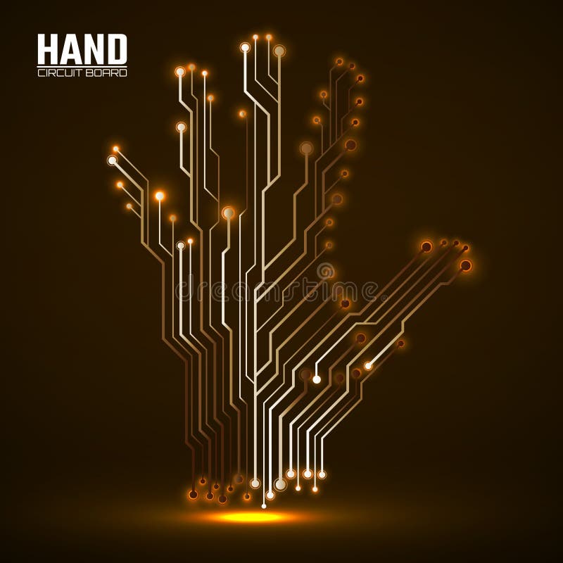 Abstract Neon Hand of Circuit Board, Glowing Technology Concept Stock ...