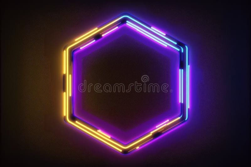 Abstract of Neon Hexagon Shape Isolated on Background in Spotlight ...