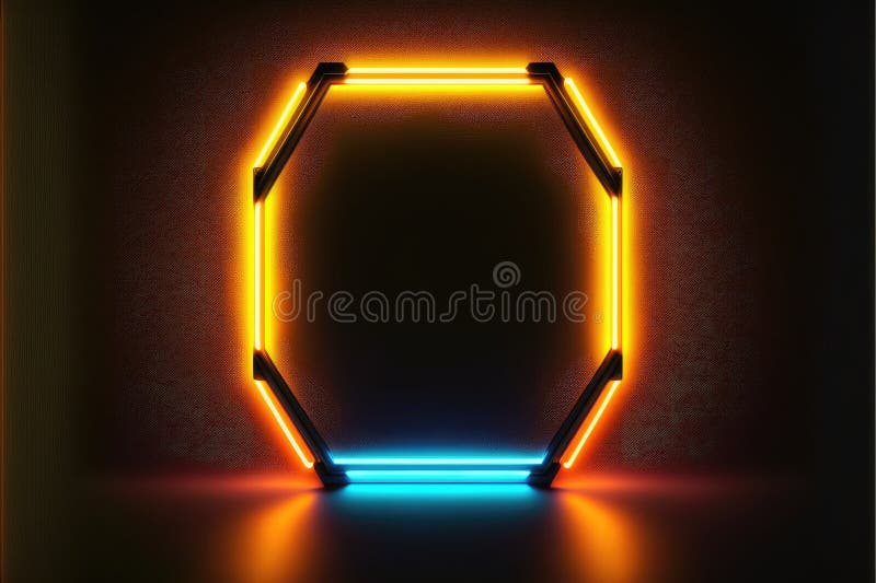 Abstract of Neon Hexagon Shape Isolated on Background in Spotlight ...