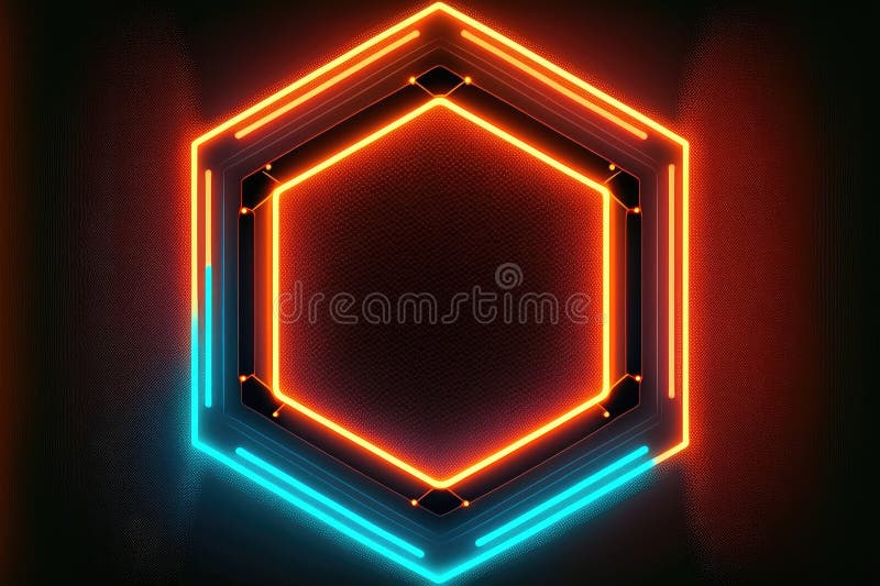 Abstract of Neon Hexagon Shape Isolated on Background in Spotlight ...