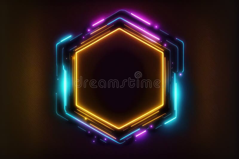 Abstract of Neon Hexagon Shape Isolated on Background in Spotlight ...