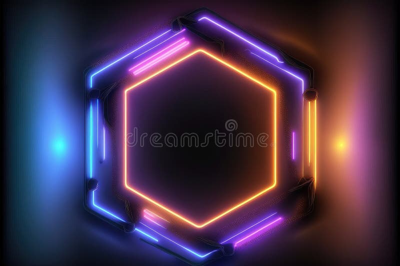 Abstract of Neon Hexagon Shape Isolated on Background in Spotlight ...