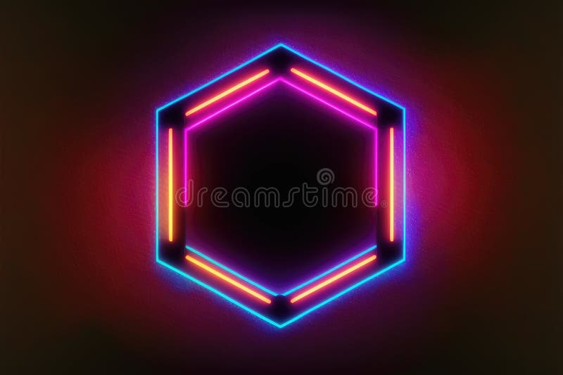 Abstract of Neon Hexagon Shape Isolated on Background in Spotlight ...