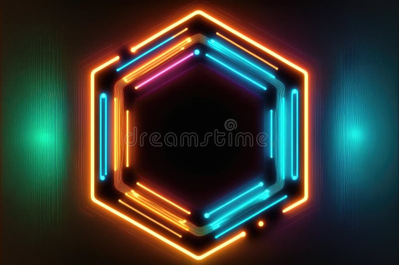 Abstract of Neon Hexagon Shape Isolated on Background in Spotlight ...