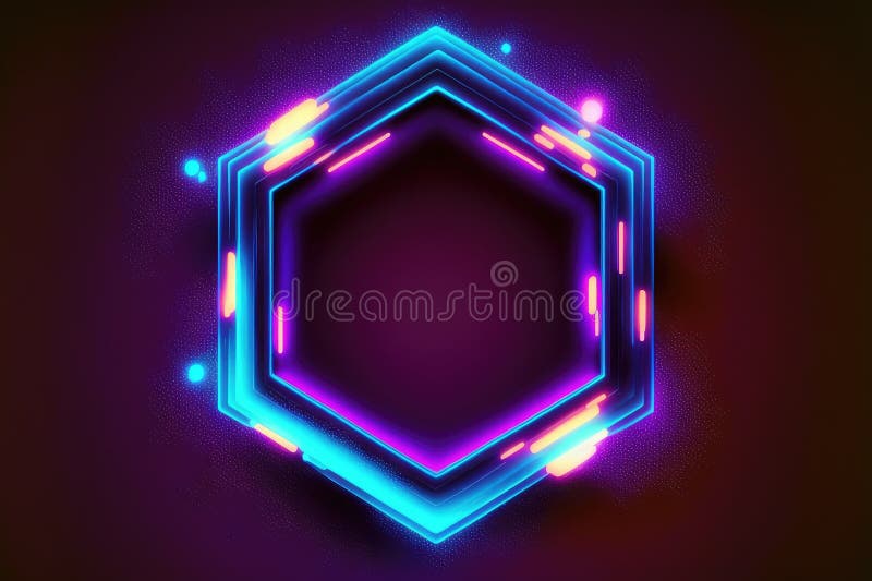 Abstract of Neon Hexagon Shape Isolated on Background in Spotlight ...