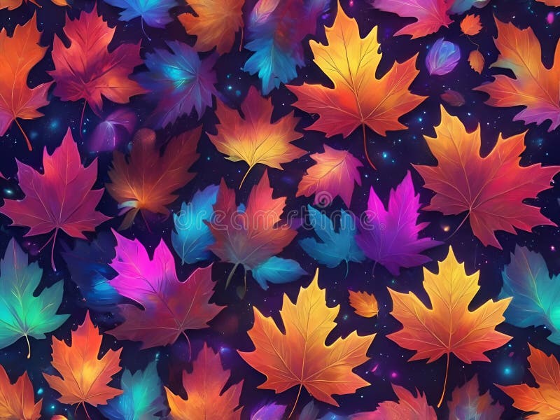 Abstract Neon Holographic Luxurious Autumn Leaf Texture Shimmer Stock ...