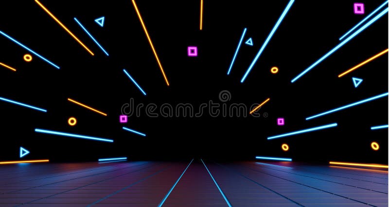 Abstract Neon Light Background, Empty Space Scene Stock Illustration ...