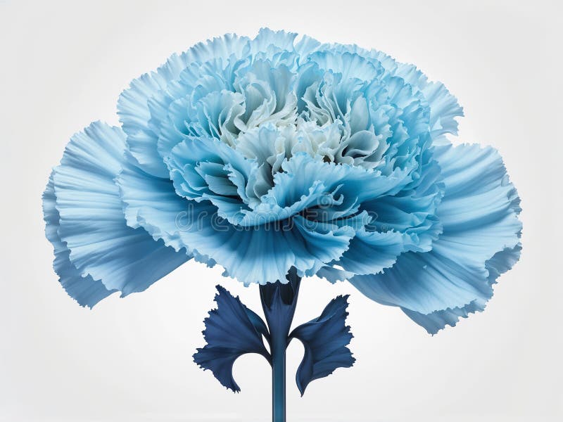 Abstract Neon Light Blue Carnation Flower on White Background Stock ...