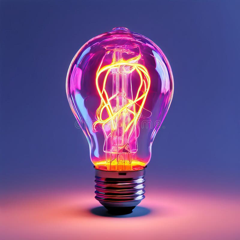 An Abstract Neon Light Bulb Shining Brightly Represen Stock Photo ...