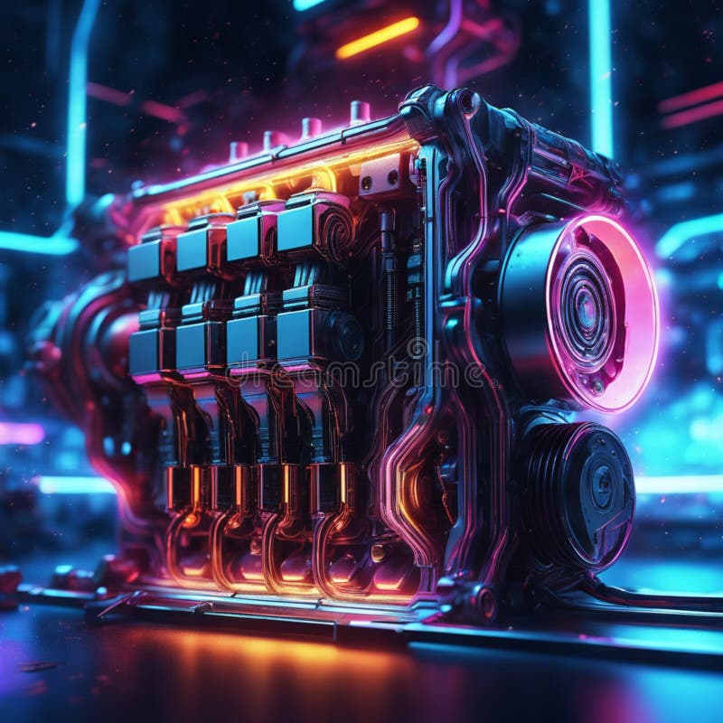 Jet Engine with Glowing Turbine Blades. it Demonstrates the Power and ...