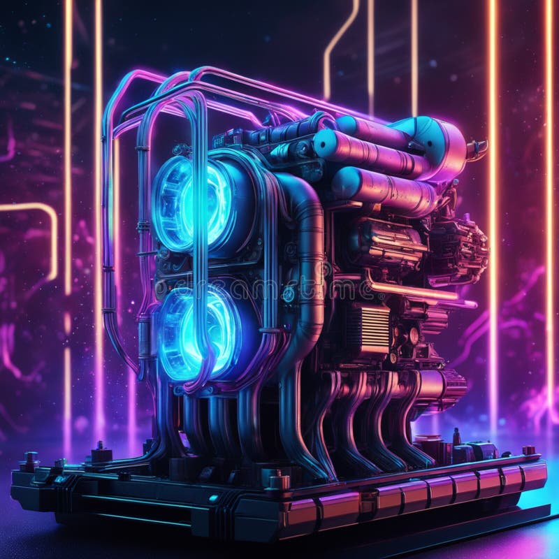 Abstract Neon Light Car Engine, Glowing Wallpaper, Space Light Stock ...