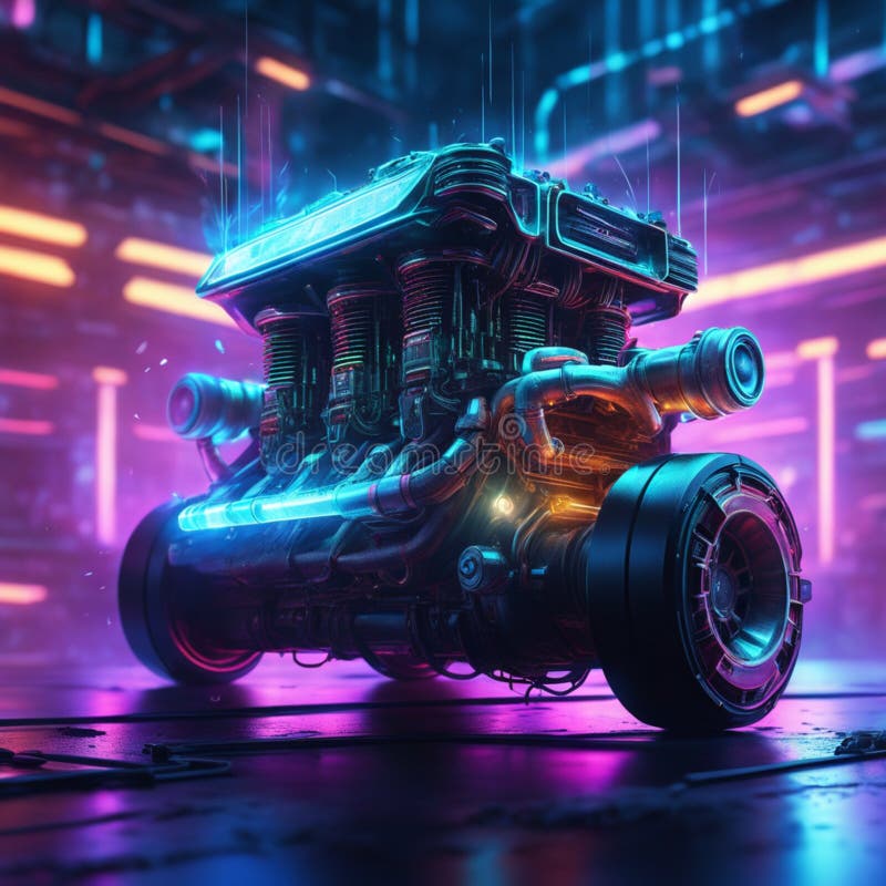 Jet Engine with Glowing Turbine Blades. it Demonstrates the Power and ...