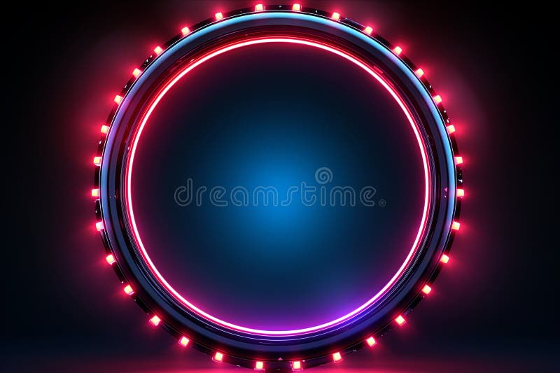 Abstract Neon Light Circle Frame with Futuristic Glowing Light Effect ...