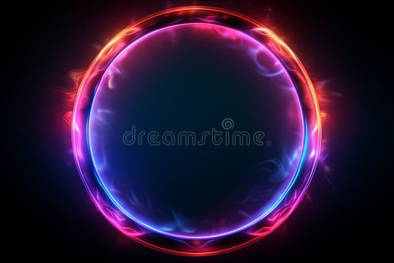Abstract Neon Light Circle Frame with Futuristic Glowing Light Effect ...