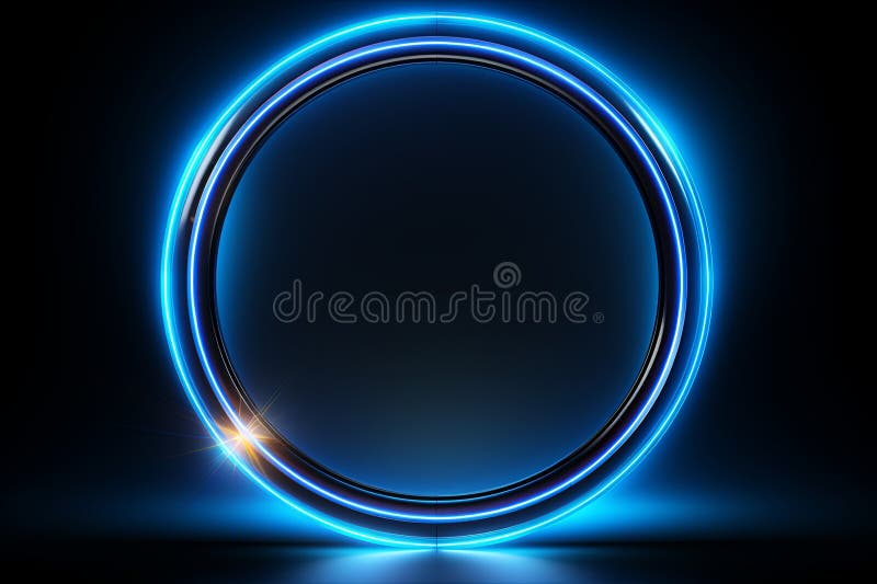 Abstract Neon Light Circle Frame with Futuristic Glowing Light Effect ...