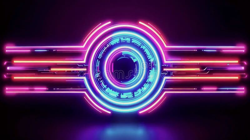 Abstract Neon Light Circle and Lines Background Stock Footage - Video ...