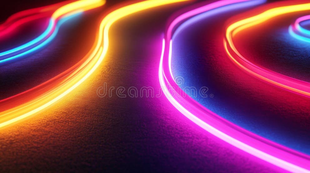 Abstract Neon Light Curves Flowing Dynamically Stock Illustration ...