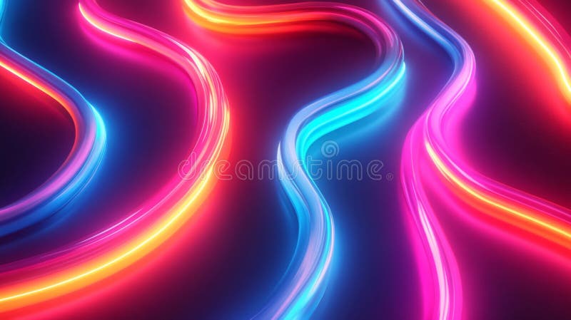 Abstract Neon Light Curves Flowing Dynamically Stock Illustration ...