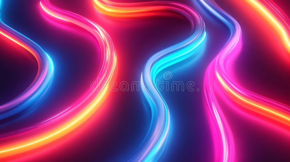 Abstract Neon Light Curves Flowing Dynamically Stock Illustration ...