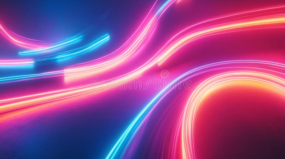 Abstract Neon Light Curves Flowing Dynamically Stock Illustration ...
