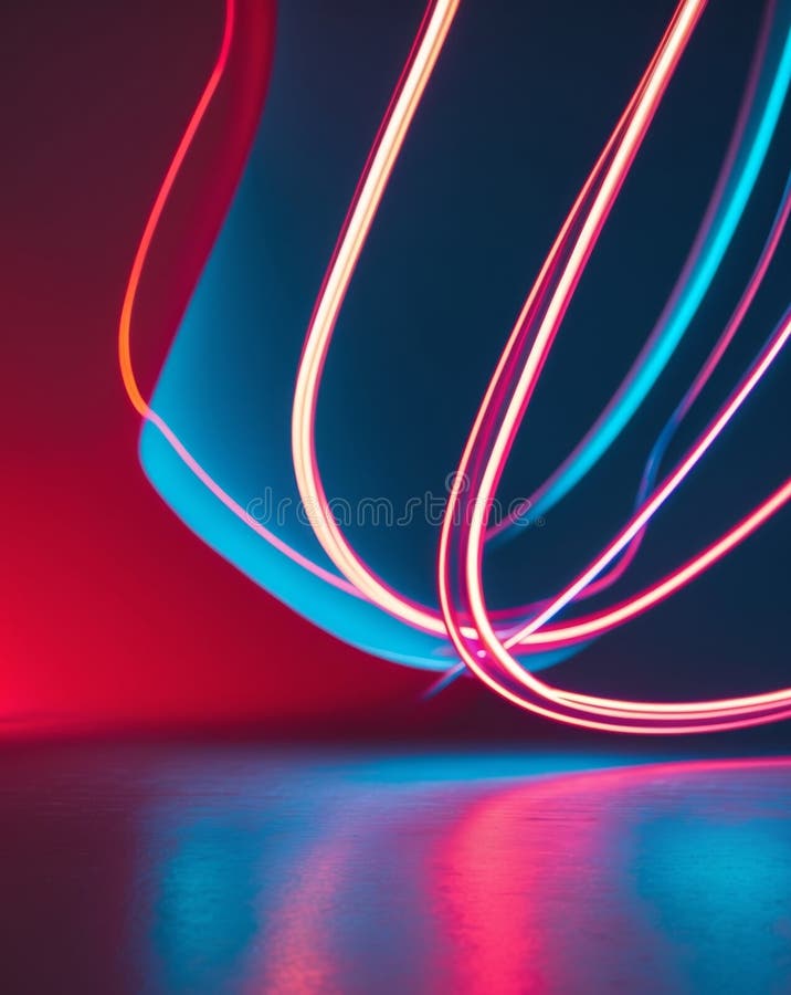 Abstract Neon Light Curves Red and Blue Background. Stock Photo - Image ...