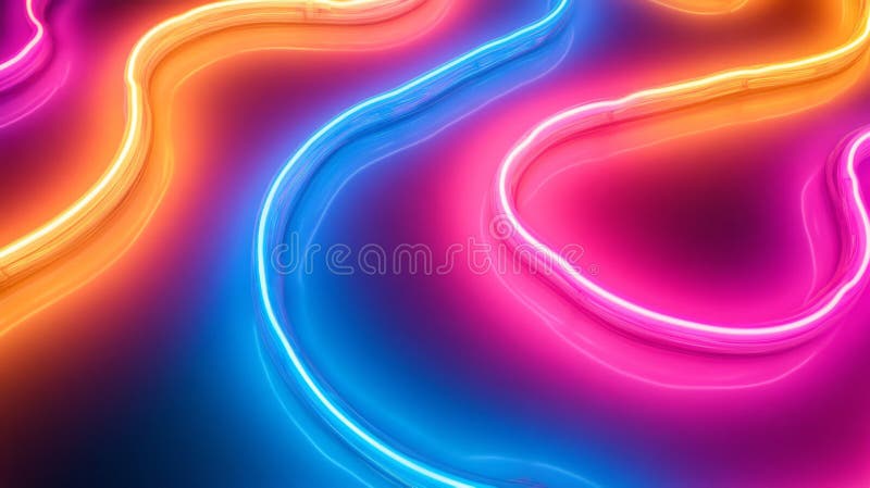 Abstract Neon Light Curves Vibrant Colors Design Stock Illustration ...