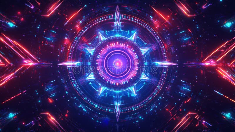 Abstract Neon Light Design with Glowing Lines and a Circular Center ...