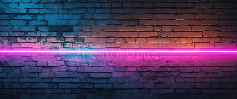 Abstract Neon Light Effects on Brick Wall High Resolution Image. Stock ...