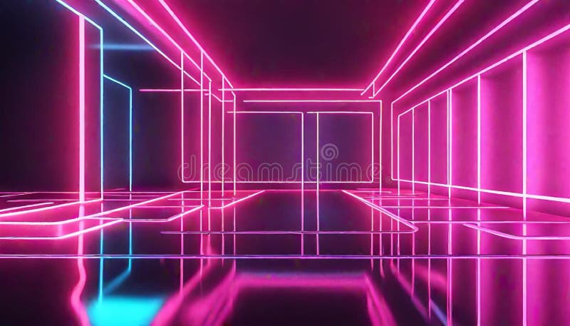 Abstract Neon Light Fluorescent Neon Lights Glow ,Reflection on Water ...