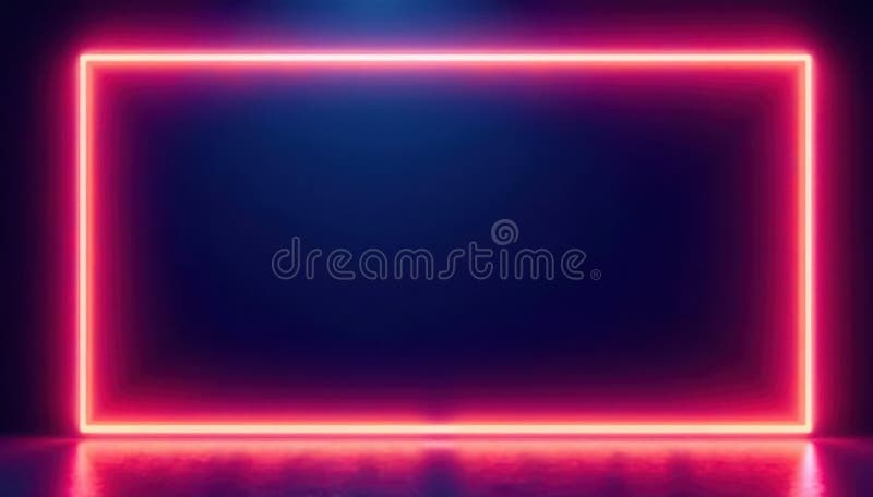 Abstract Neon Light Frame, Colorful Rectangular Border, Glowing Effect ...