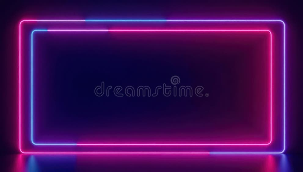 Abstract Neon Light Frame, Colorful Rectangular Border, Glowing Effect ...