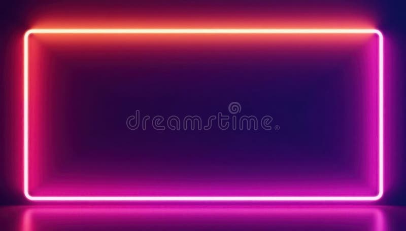 Abstract Neon Light Frame, Colorful Rectangular Border, Glowing Effect ...
