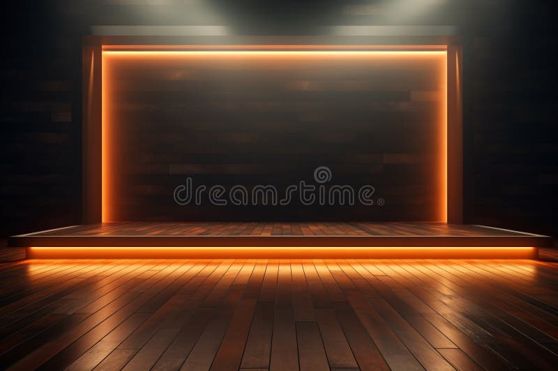 Abstract Neon Light Geometric Background. Rectangle Stage Product ...