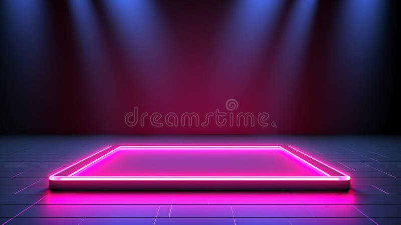 Abstract Neon Light Geometric Background. Rectangle Stage Product ...