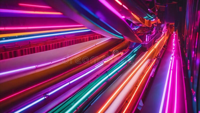 Abstract Neon Light Installation Stock Video - Video of striking ...