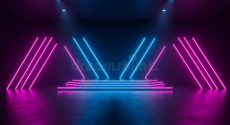Abstract Neon Light Installation Steps Pink Blue Stock Photos - Free ...