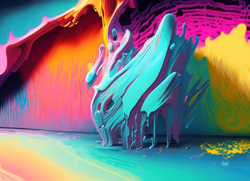 Abstract Neon Light Paint Background on Digital Art, Generative AI ...