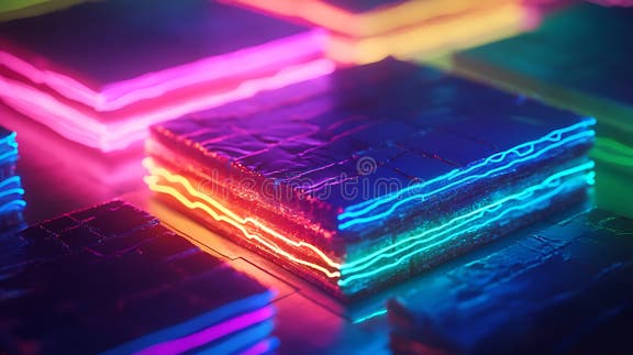 Abstract Neon Light Pattern with Vibrant Colors Stock Illustration ...