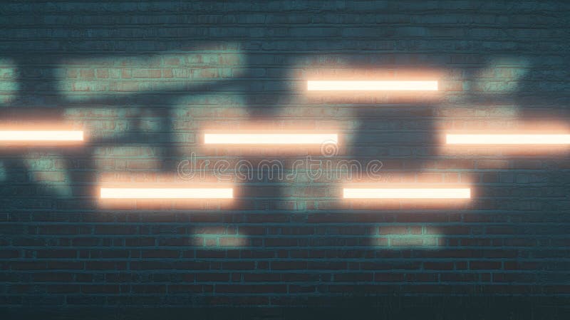 Abstract Neon Light Patterns on Exposed Brick Wall for Modern Design ...
